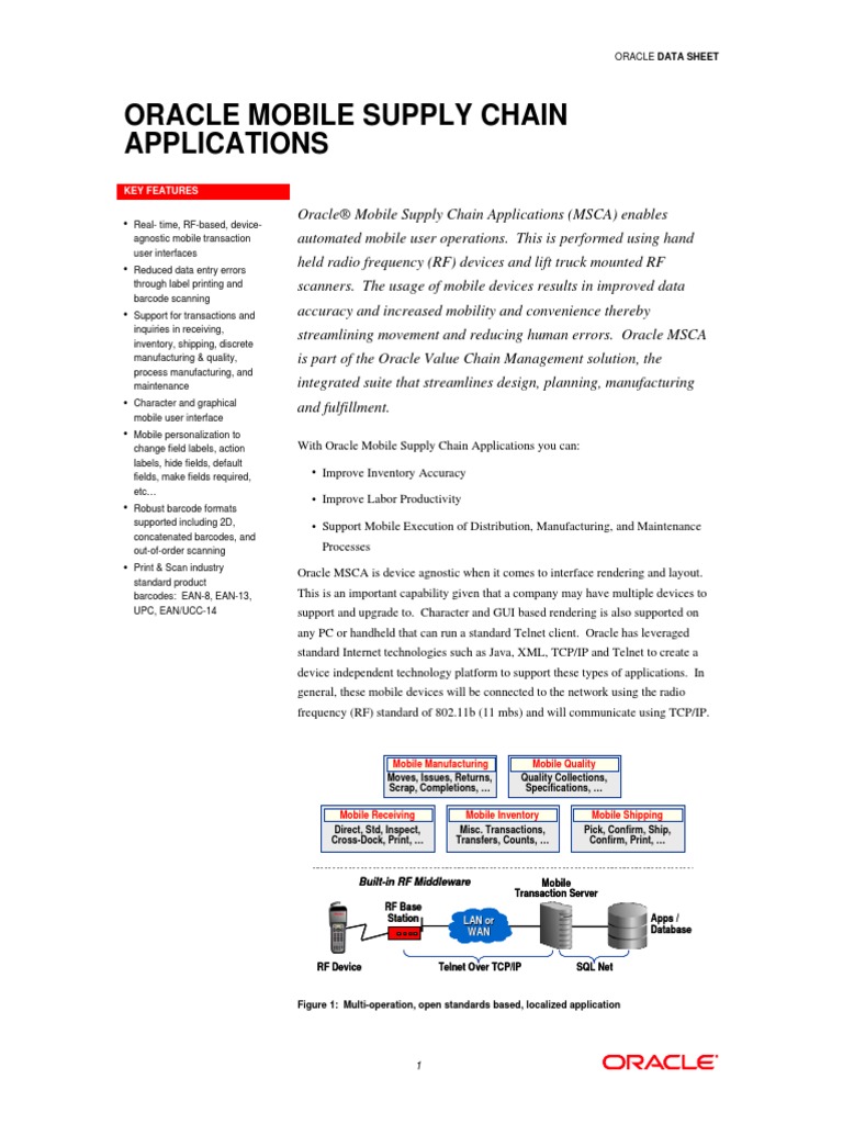 Oracle Mobile Supply Chain Applications: Key Features | PDF | Barcode ...