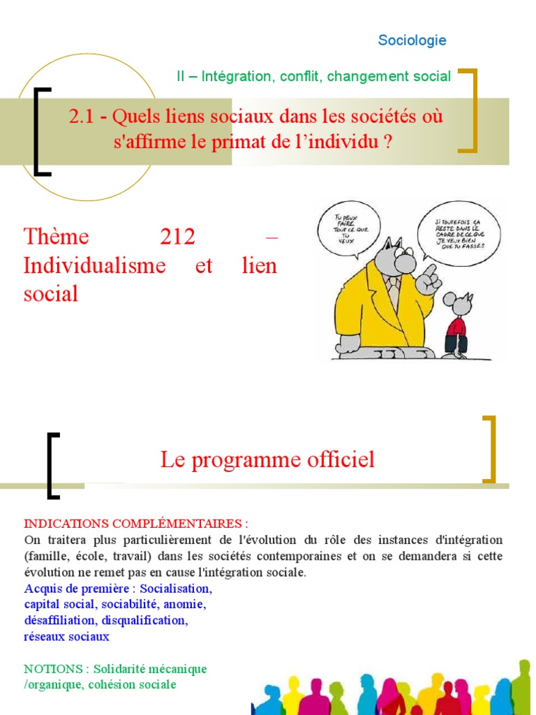 Thème 212 - Individualisme Et Lien Social | PDF | Individualisme ...