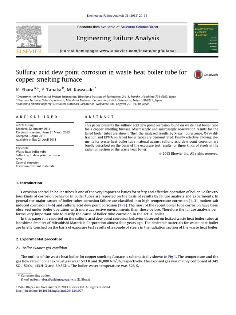 Sulfuric Acid Corrosion in Copper Boiler | PDF | Boiler | Failure Analysis