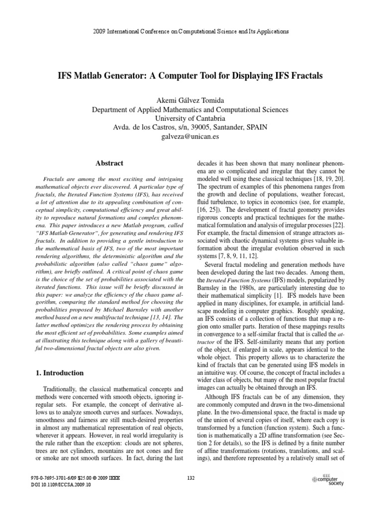 IFS Matlab Generator A Computer Tool For Displaying IFS Fractals | PDF ...