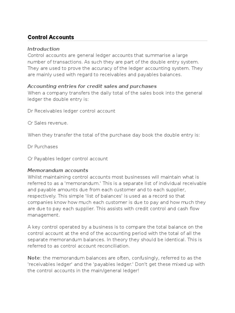 Control Accounts | PDF | Debits And Credits | Business Economics