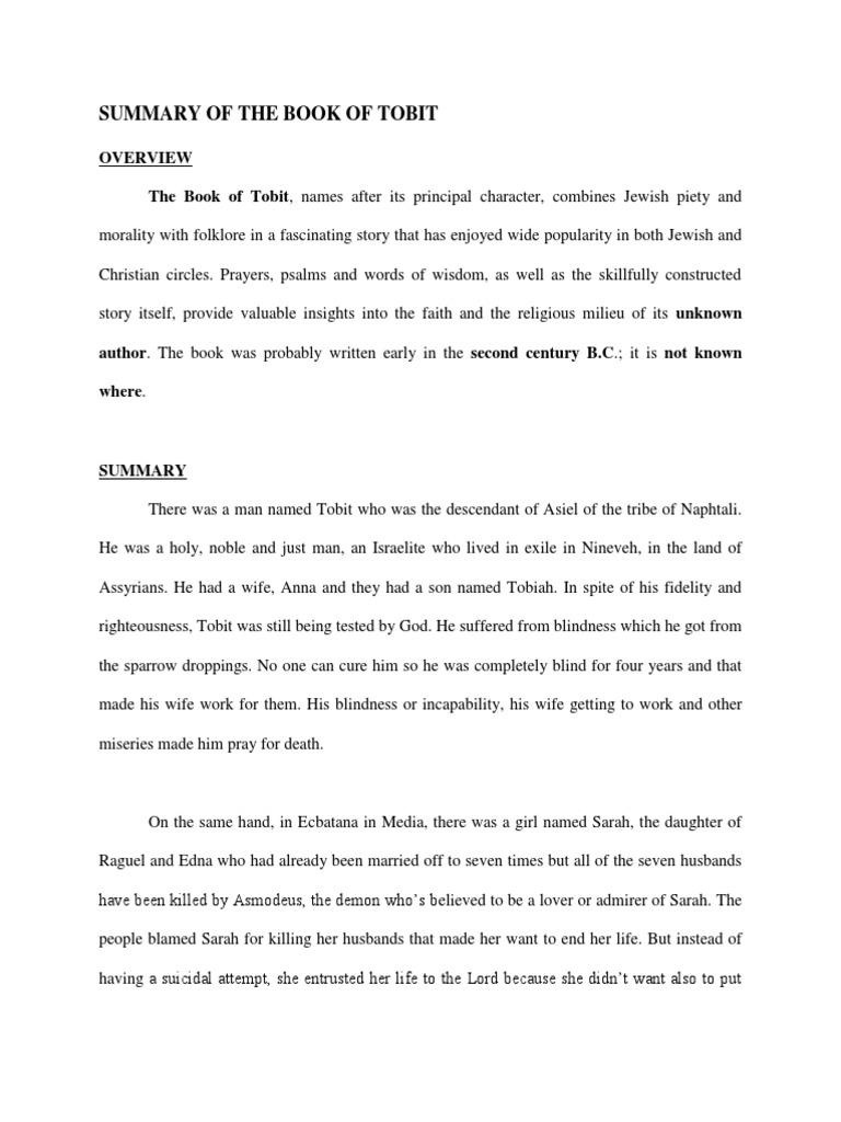 The Book of Tobit: A Story of Faith, Prayer, Charity, and Family that ...