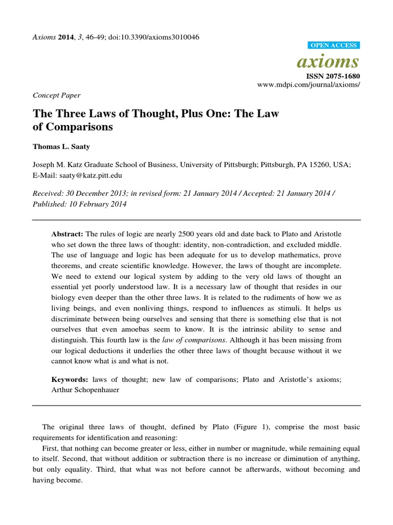 Axioms: The Three Laws of Thought, Plus One: The Law of Comparisons ...
