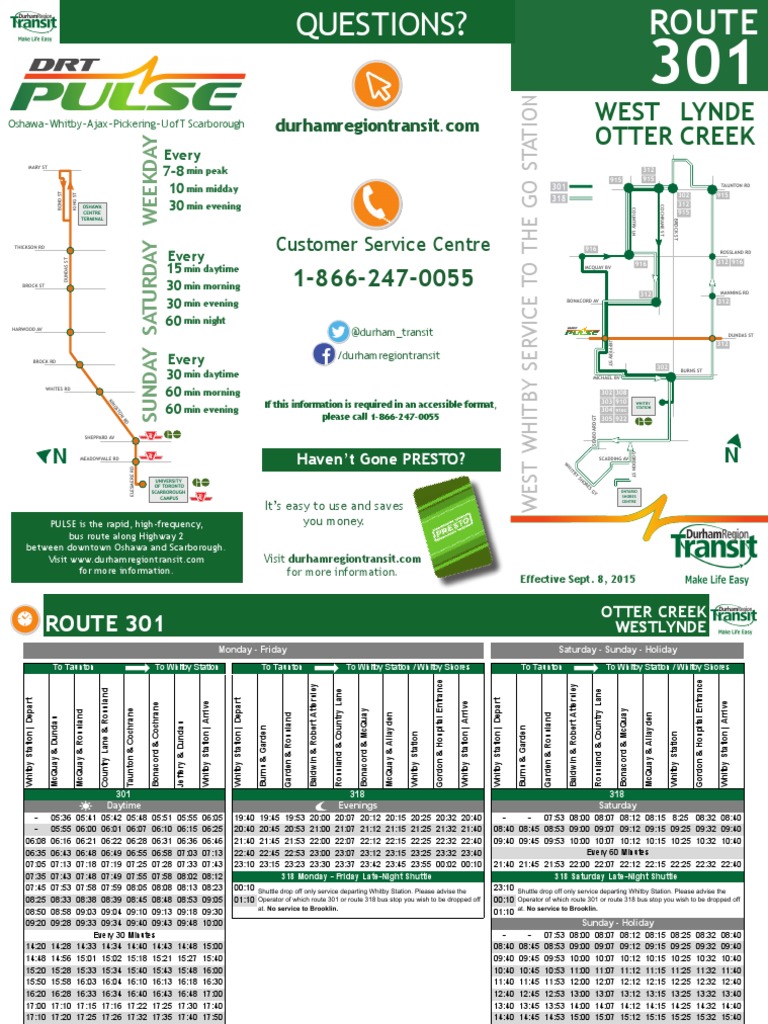 301 West Lynde - Otter Creek Bus Schedule For Fall 2015 Semester at ...