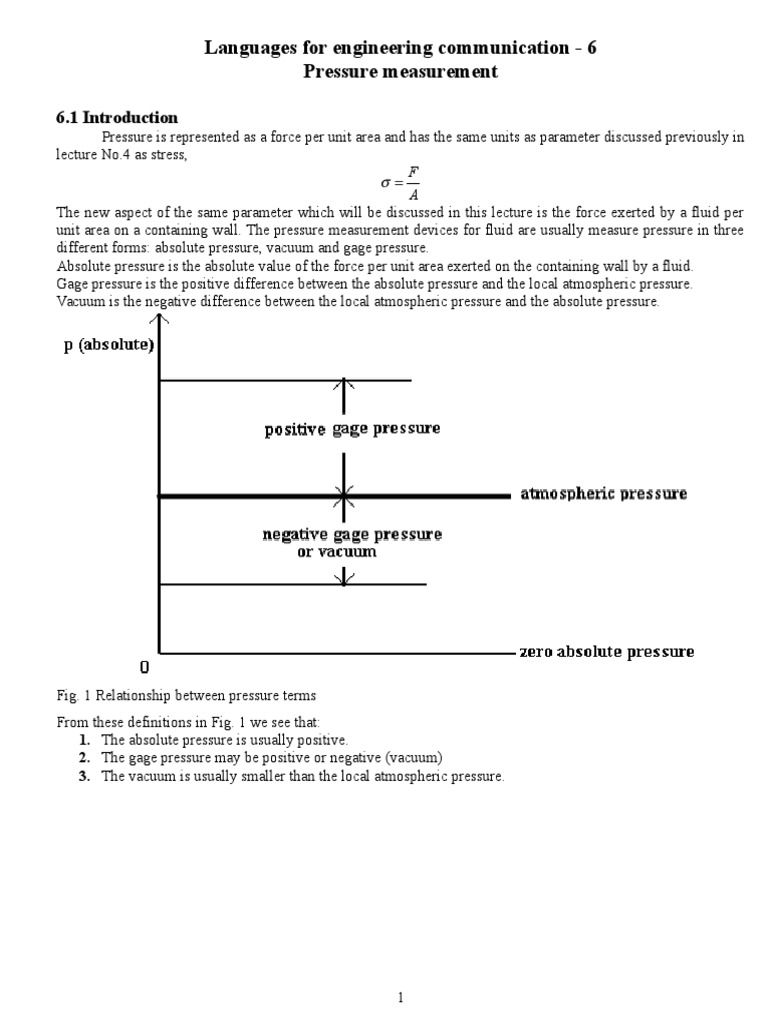 Pressure Measurements Notes | PDF | Pressure Measurement | Calibration