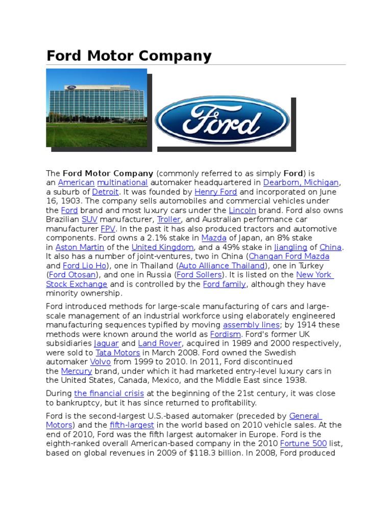 Marketing Mix Analysis of Ford Motor Company | PDF | Ford Motor Company ...