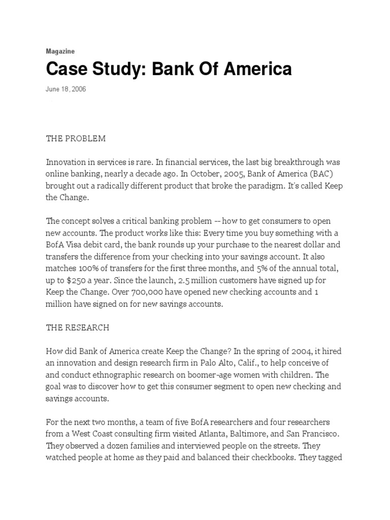 Case Study: Bank of America: June 18, 2006 | PDF | Bank Of America | Banks