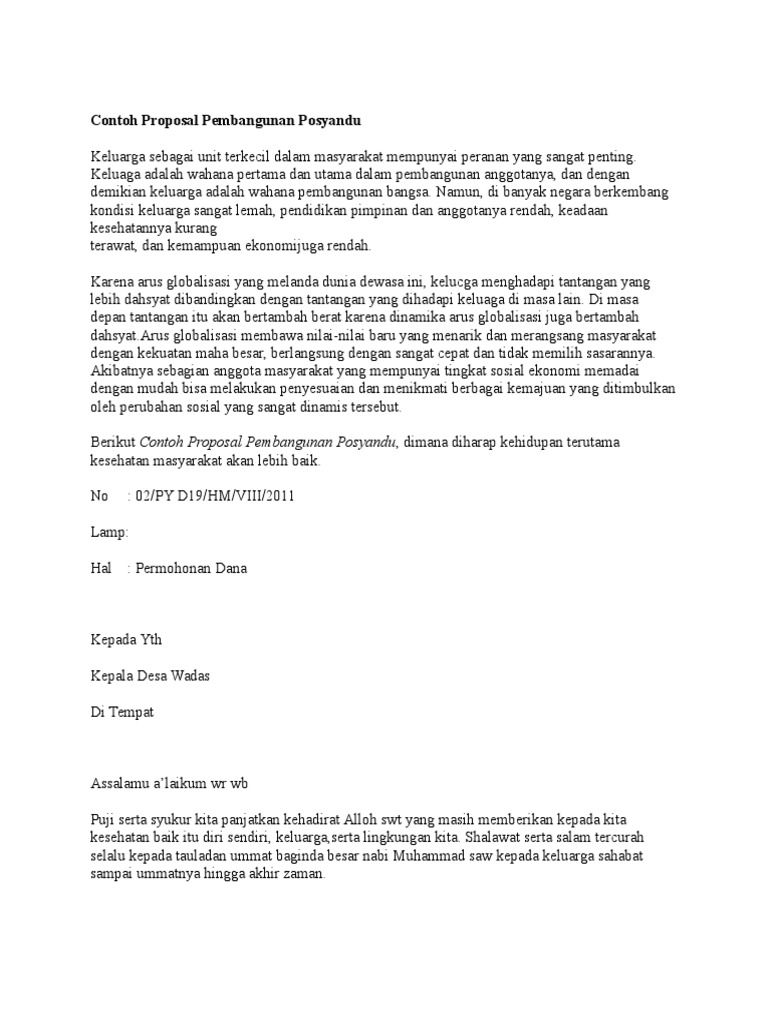 Contoh Proposal Pembangunan Posyandu | PDF