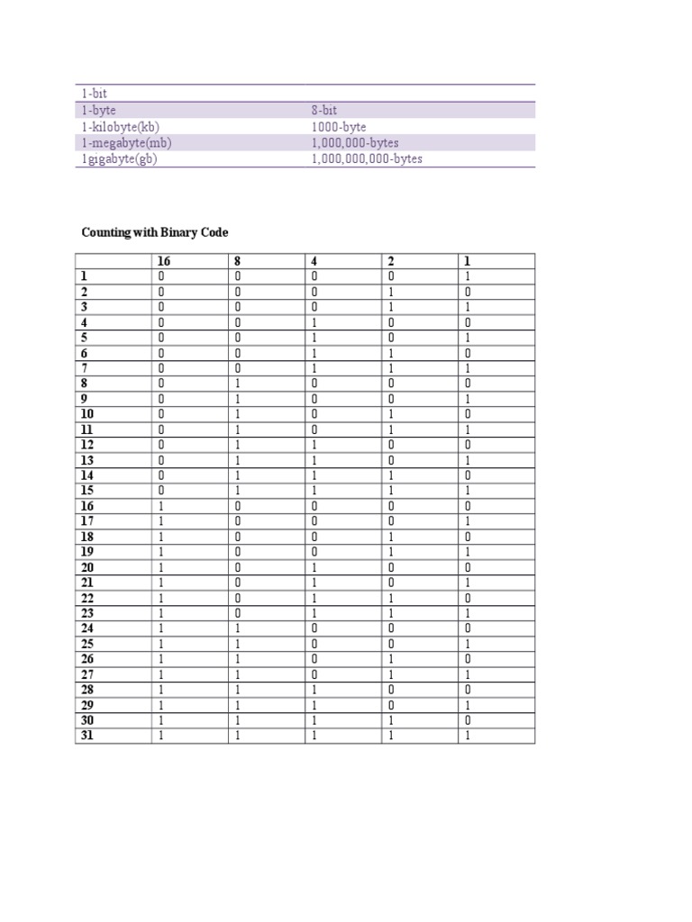 Binary Counting and Data Units Guide | PDF