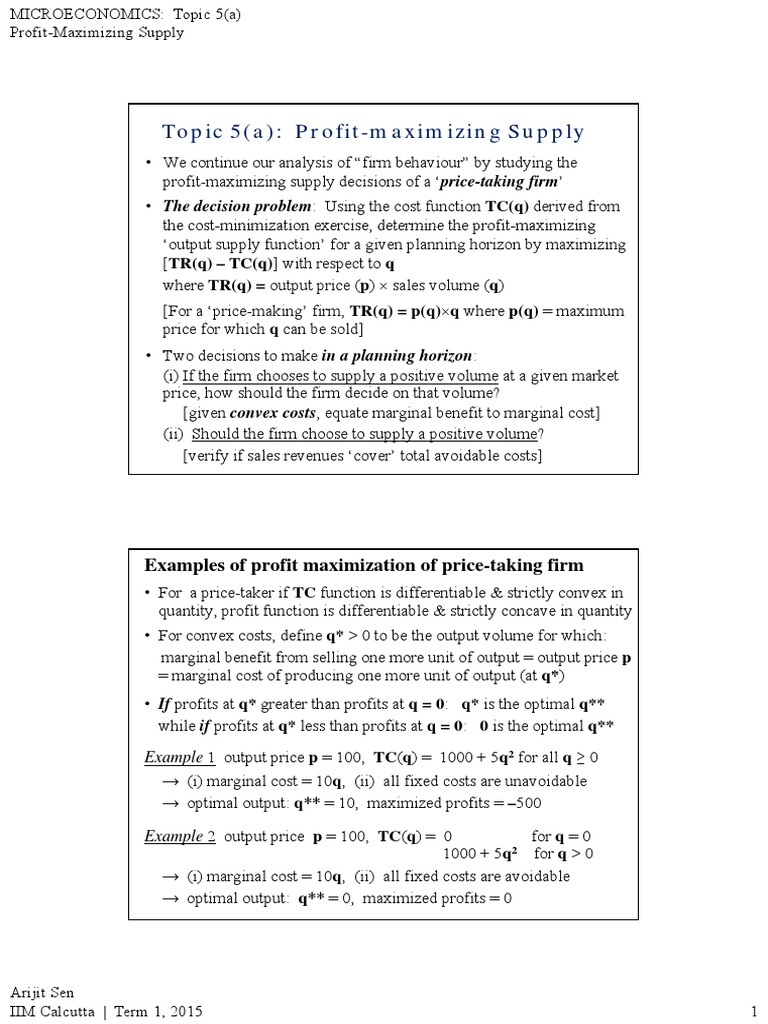 5d - Topic 5 Class Slides - Part 1 | PDF | Long Run And Short Run ...