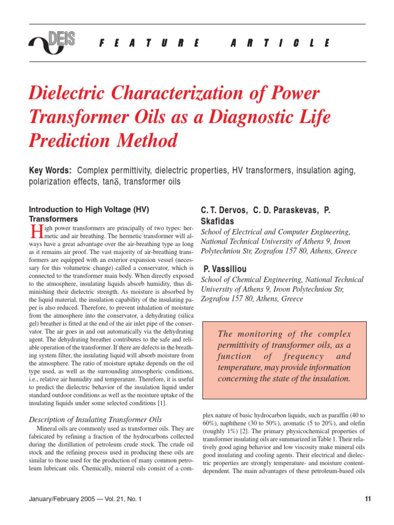 Dielectric Characterization of Power Transformers Oils | PDF ...