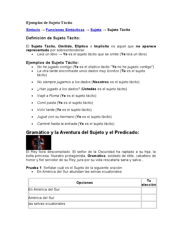 Ejemplos de Sujeto Tácito | Sujeto (Gramática) | Adverbio