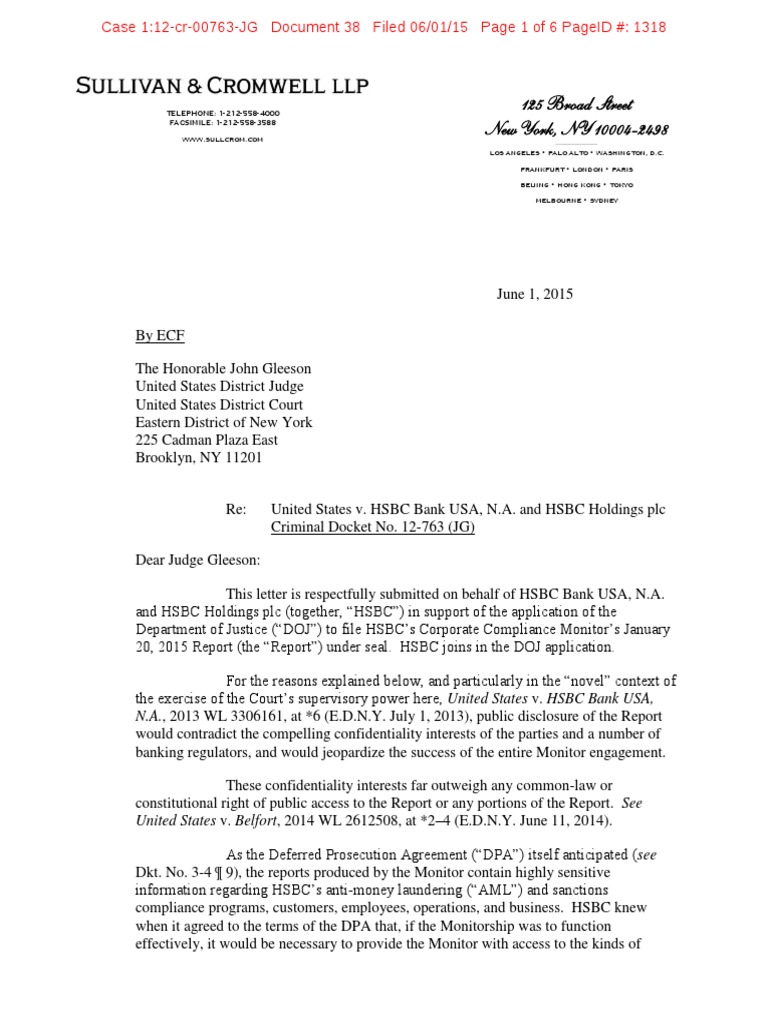 Hsbc Letter | Hsbc | Confidentiality