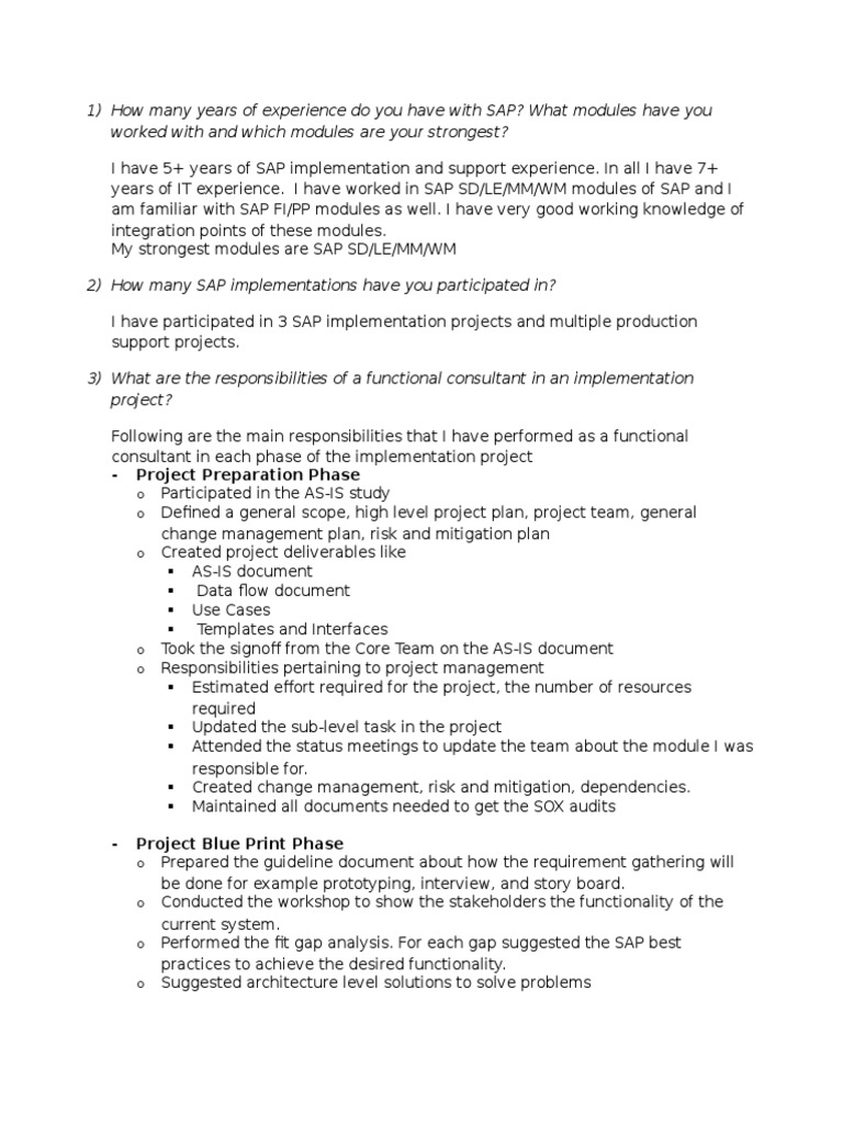 Interview Screening Questions SAP SD | PDF