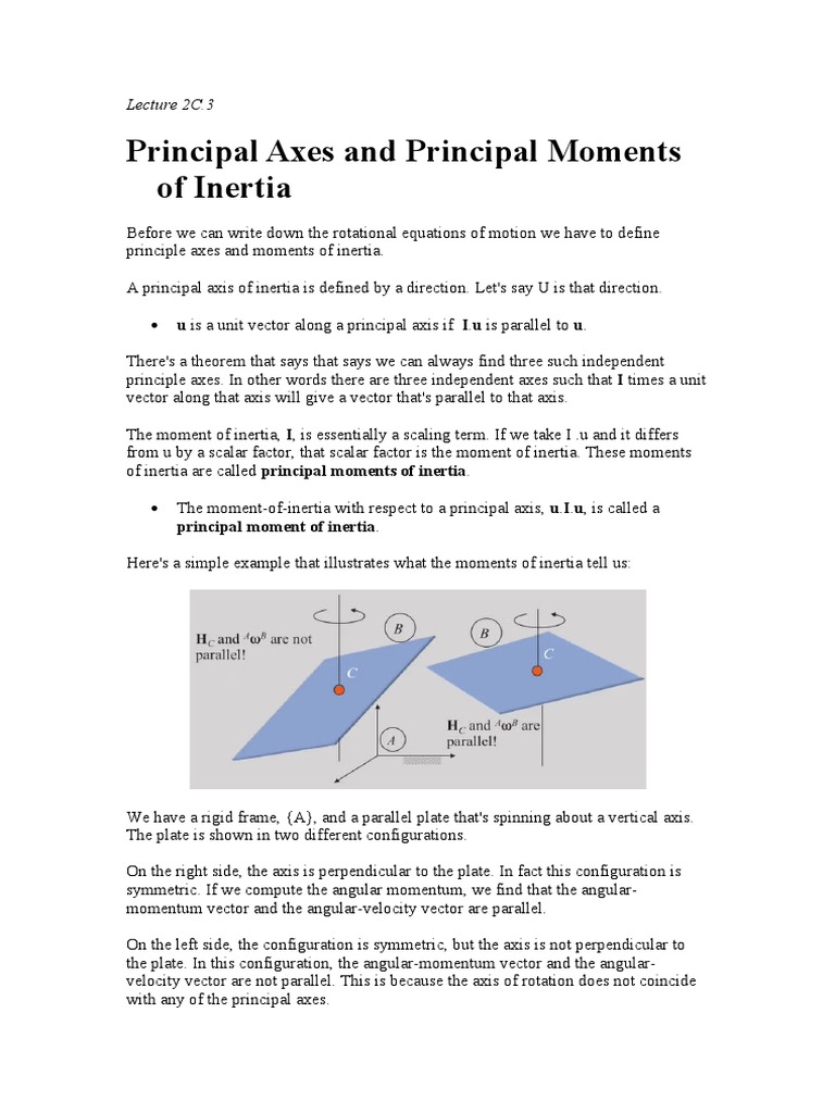 Principal Axes and Moments of Inertia | PDF | Rotation Around A Fixed ...