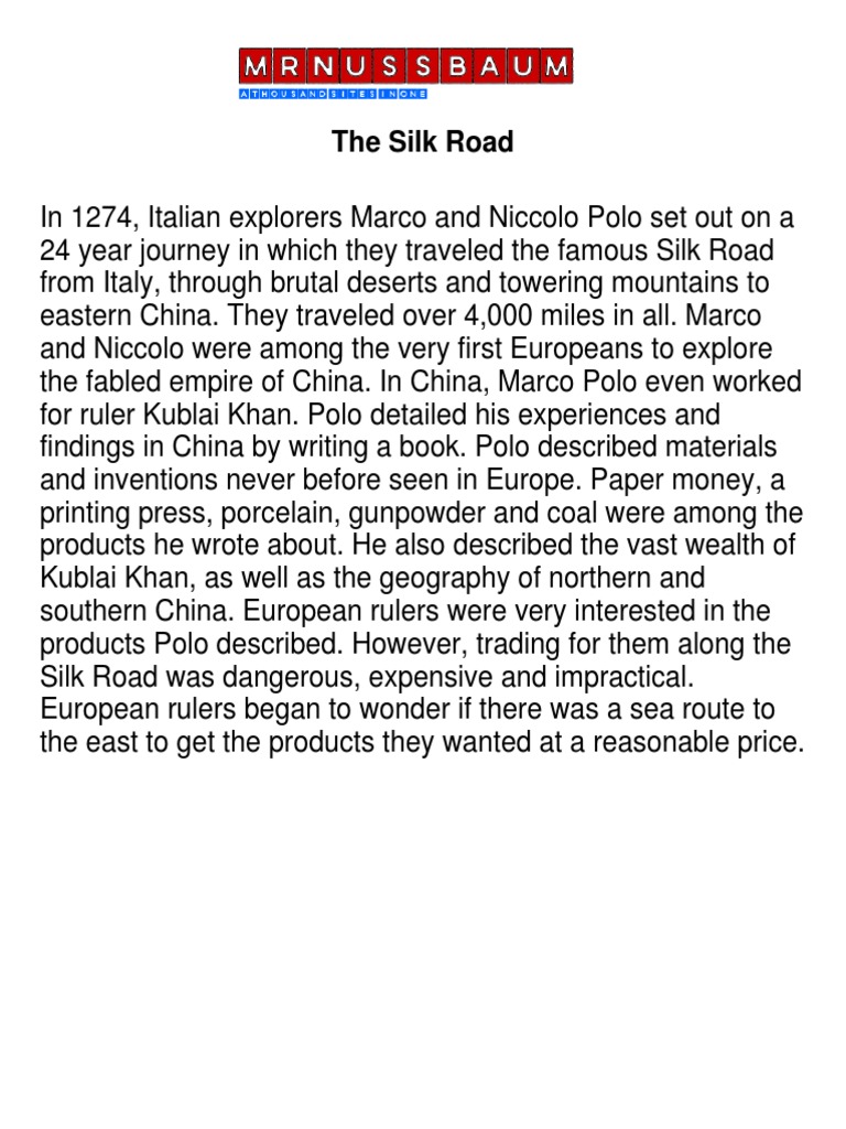 Marco Polo's Silk Road Journey | PDF | Young Adult