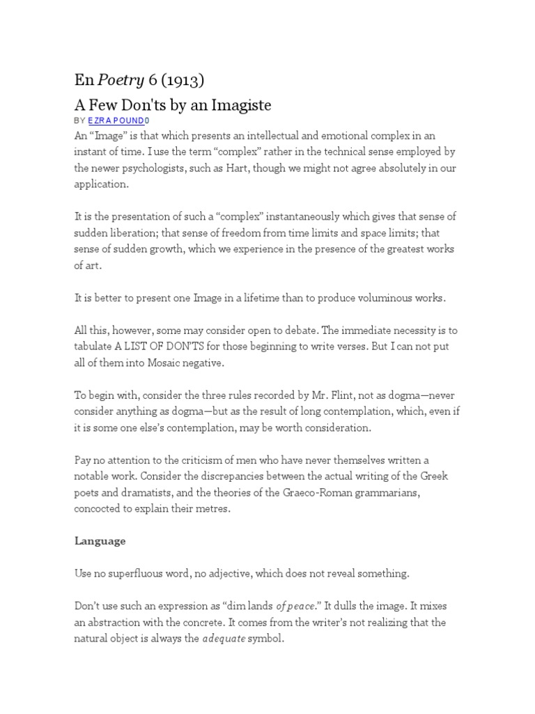 Ezra Pound - Imagiste | Poetry | Linguistics