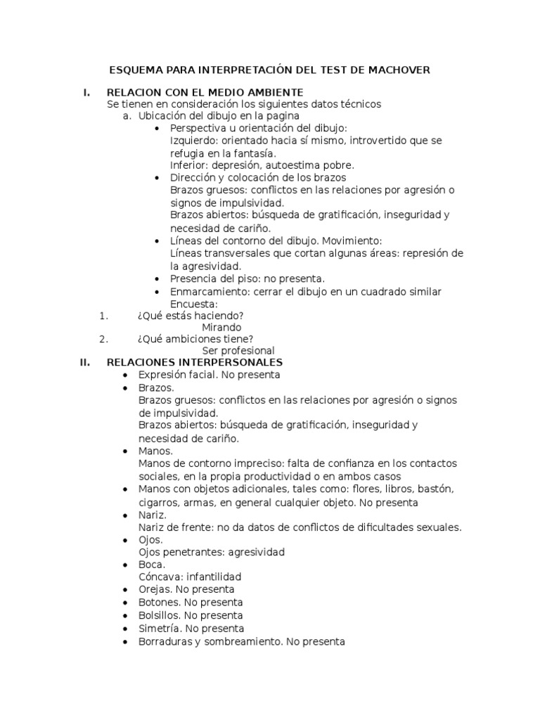 Interpretación del Test de Machover | PDF | Dibujo | Sicología