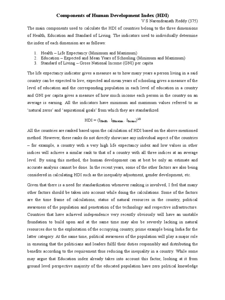 HDI Components | Download Free PDF | Human Development Index | Economics
