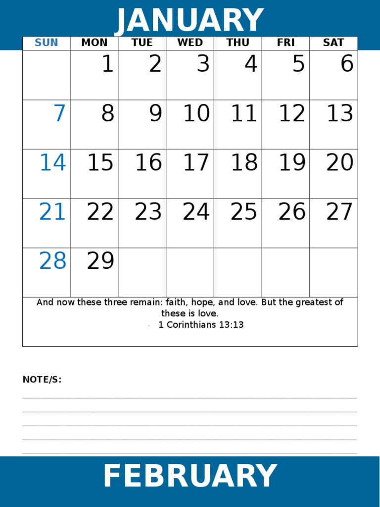 A Collection of Monthly Calendars and Inspirational Bible Quotes | PDF ...