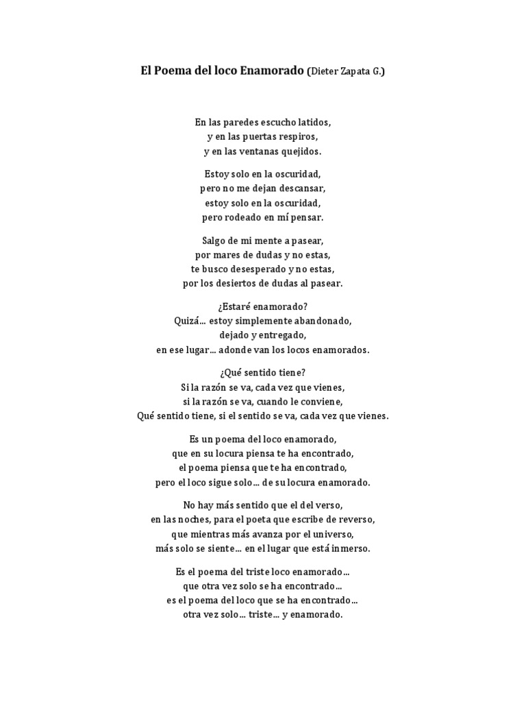 El Poema Del Loco Enamorado | PDF | Locura | Poesía
