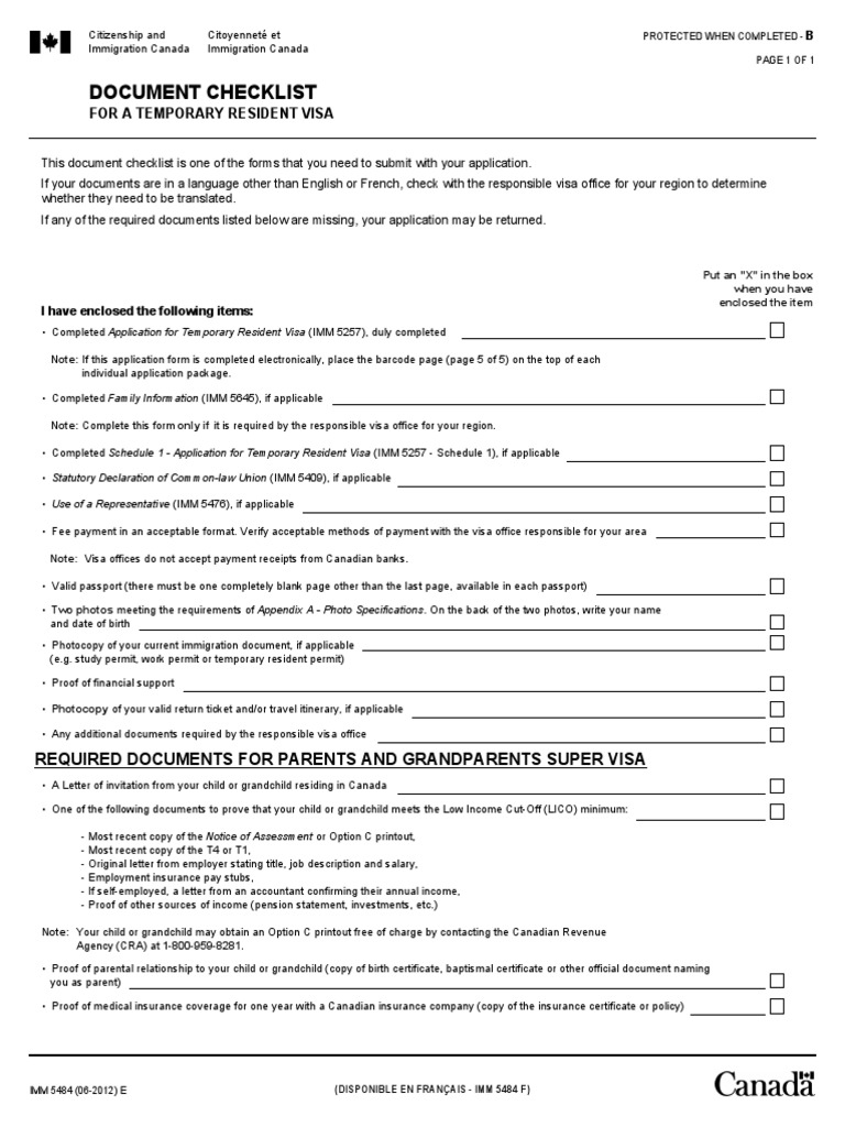 Document Checklist Canada | PDF | Travel Visa | Passport