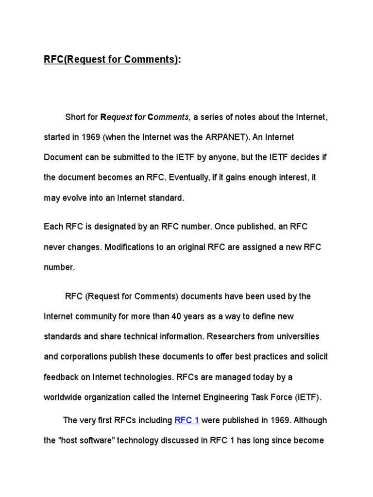 RFC (Request For Comments) | PDF | Internet Standards | Network ...