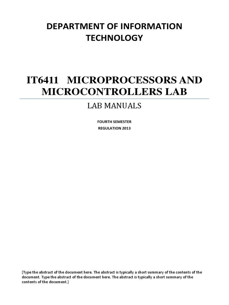 Micro Processor and Micro Controller Lab Manual | PDF | Pointer (Computer Programming ...
