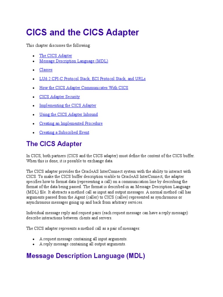 CICS and The CICS Adapter | PDF | Method (Computer Programming) | Class ...