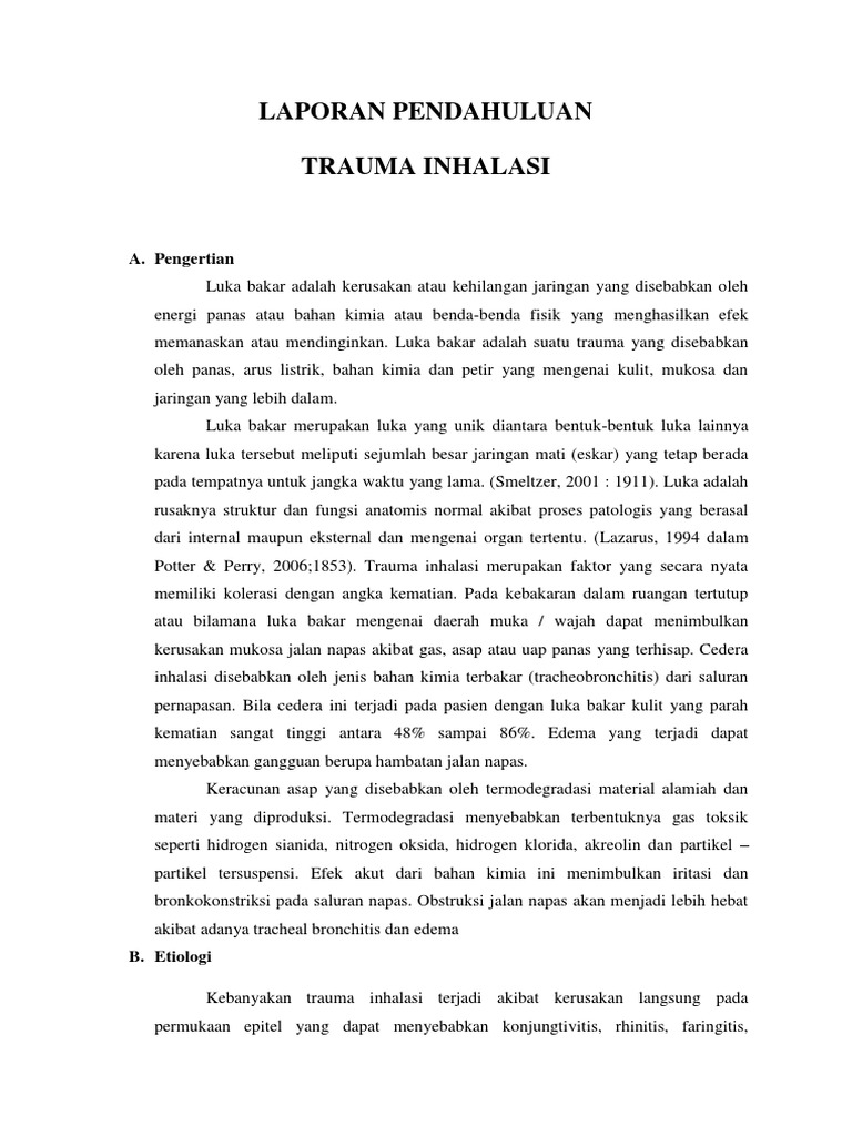 Laporan Pendahuluan Trauma Inhalasi | PDF