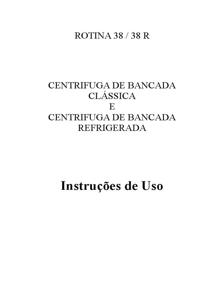 Rotina 38 - 38R | PDF | Centrifugação | Centrífuga
