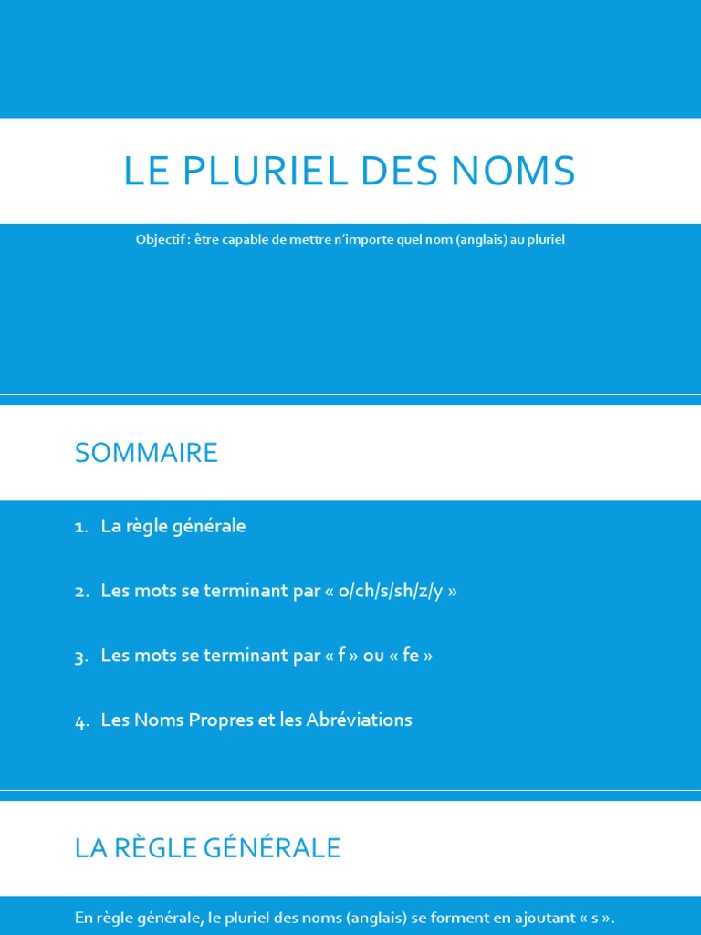 Pluriel des noms en anglais expliqué | PDF | Langues | Arts du langage ...