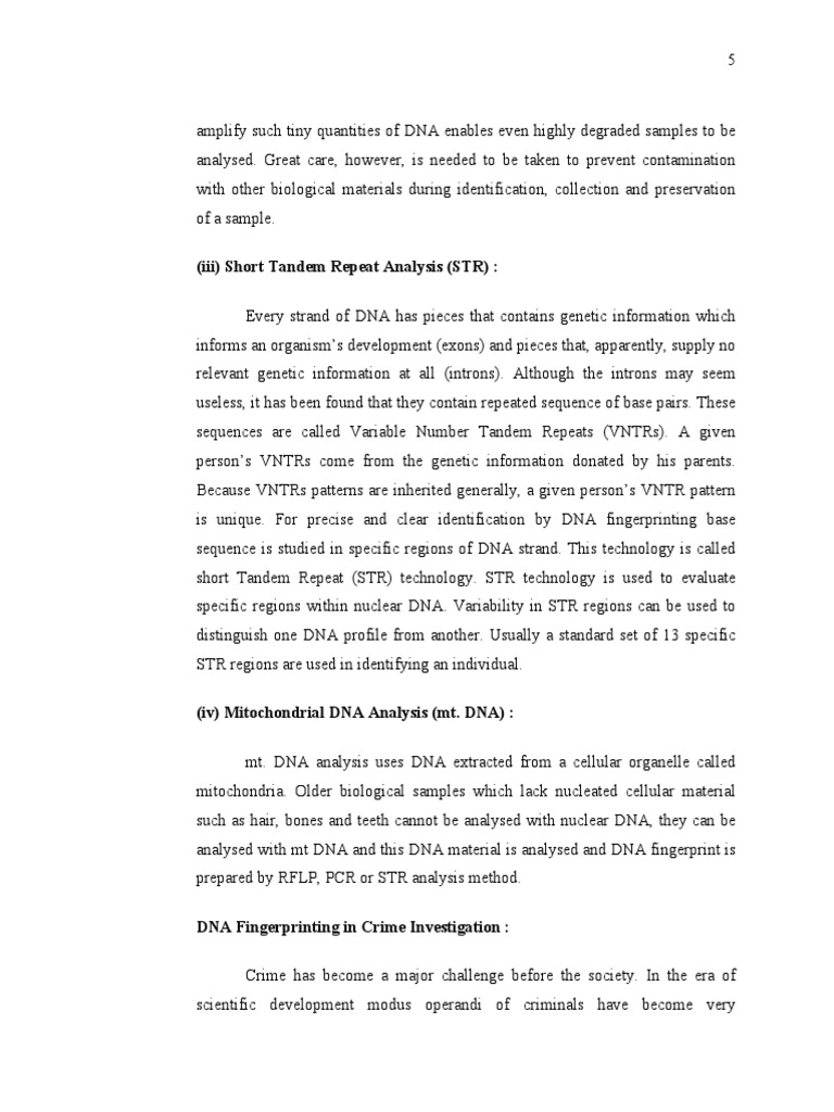 Short Tandem Repeat Analysis in DNA | PDF