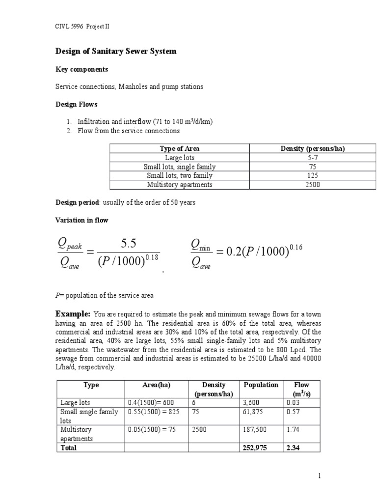 Design of Sanitary Sewer System | PDF | Sanitary Sewer | Hydraulic ...