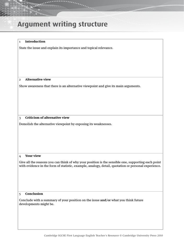 CIE iGCSE English Lang - Argument Writing | PDF | Argument ...