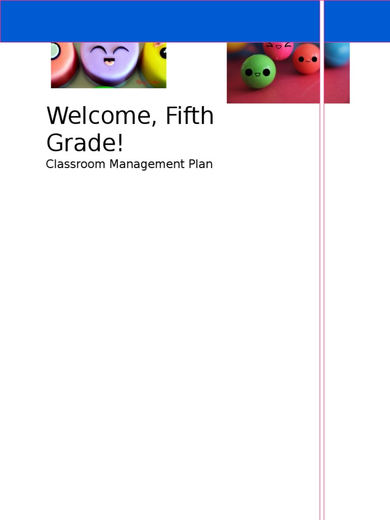 Welcome, Fifth Grade!: Classroom Management Plan | PDF | Classroom ...