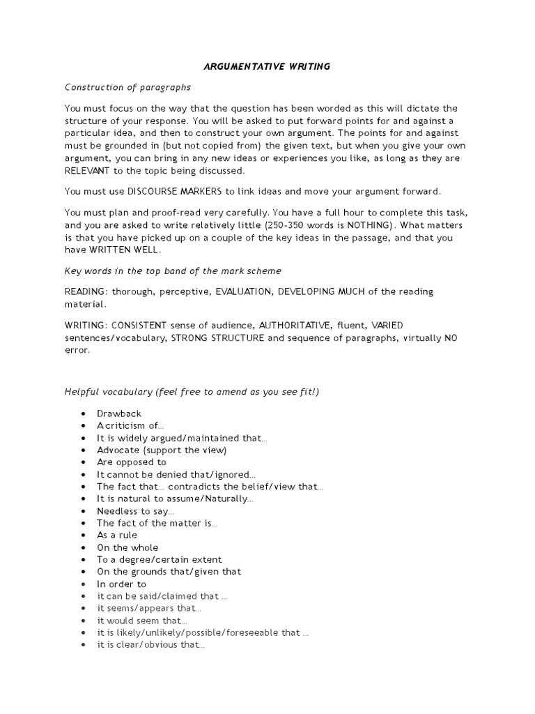 IGCSE Argumentative Writing Guide | PDF | Career & Growth