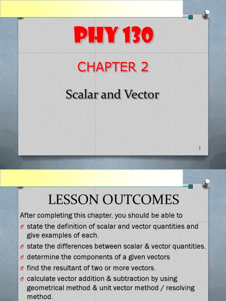 Chapter 2 - Scalar and Vector PDF | PDF | Euclidean Vector | Classical ...