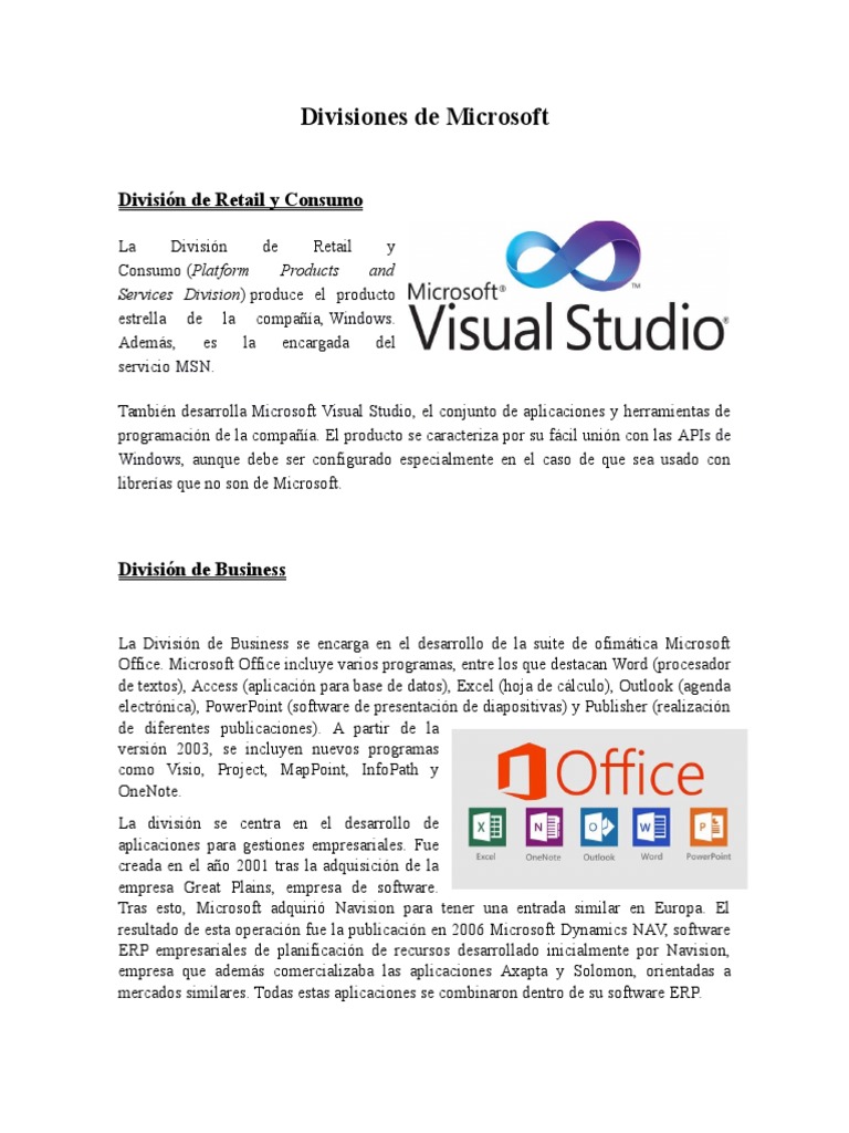 Divisiones Clave de Microsoft | PDF | Xbox (consola) | Microsoft