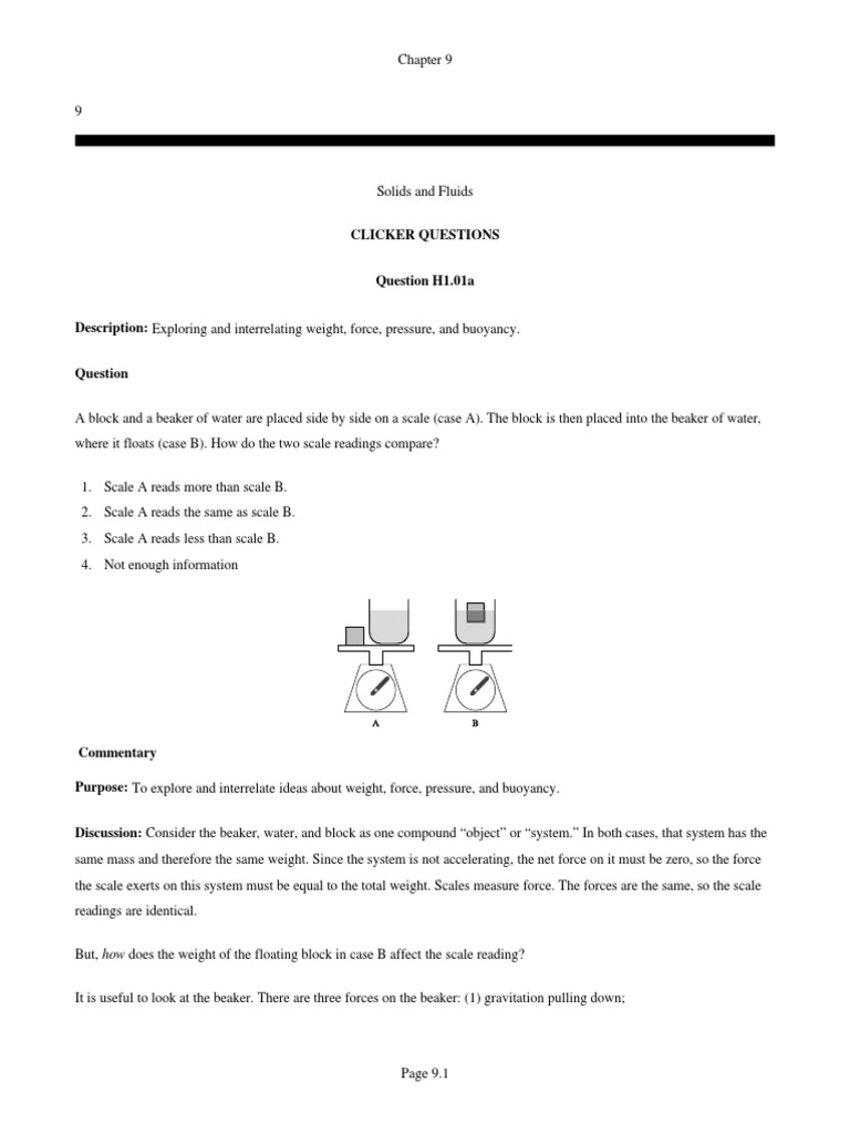 Buoyancy and Scale Readings Explained | PDF | Buoyancy | Force
