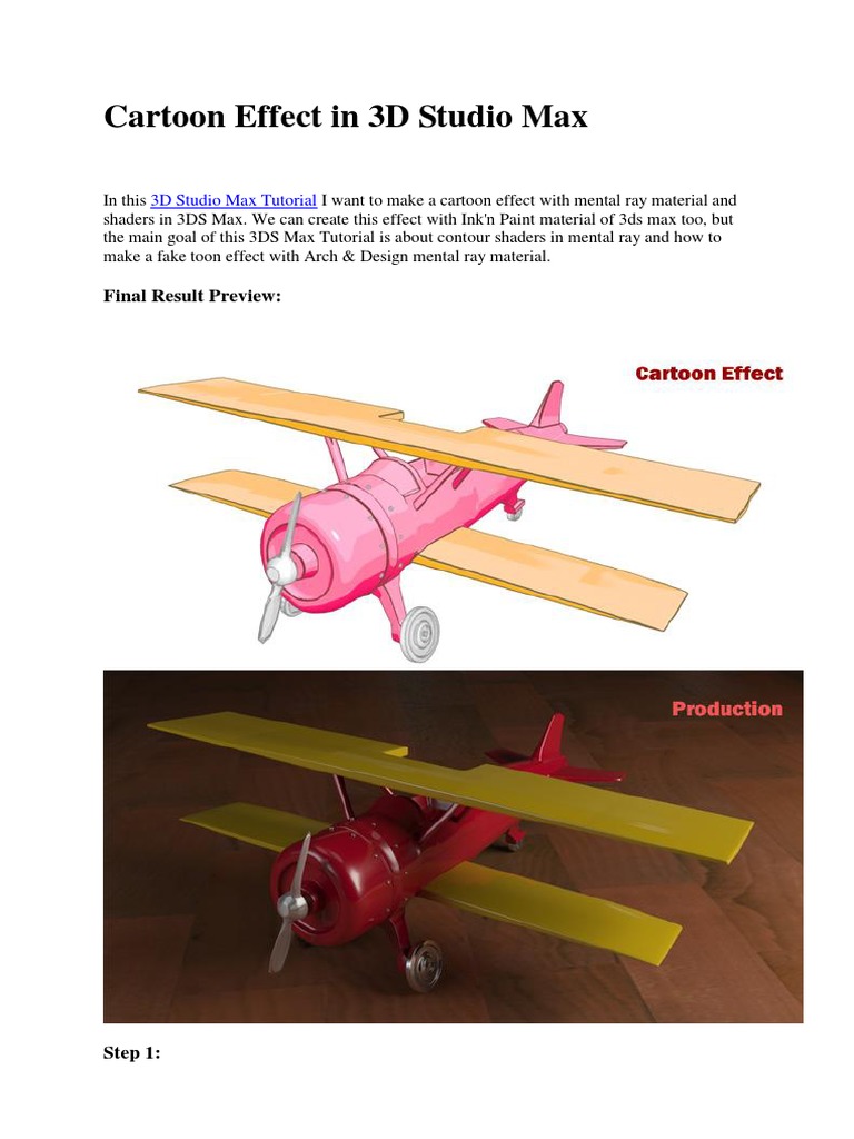Creating a Cartoon Effect in 3DS Max Using Mental Ray Materials and Contour Shaders | PDF ...