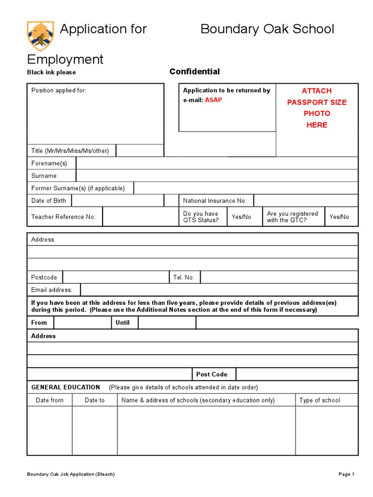Teaching Position Application Form | PDF | Employment | Justice