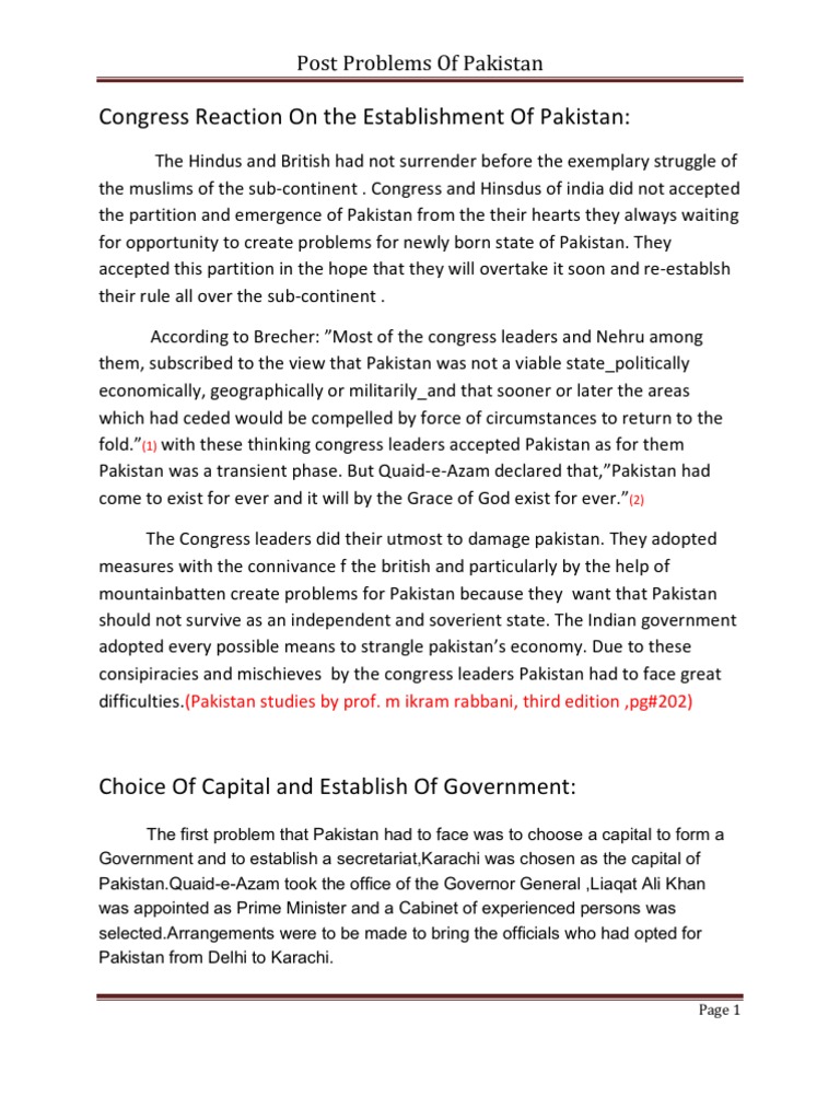 Congress Reaction On The Establishment of Pakistan:: (Pakistan Studies ...