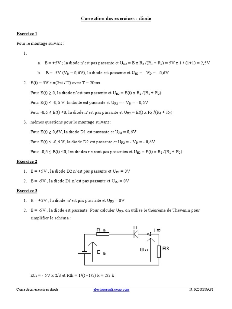 Exercices Diode Cor PDF | PDF | Sciences et mathématiques