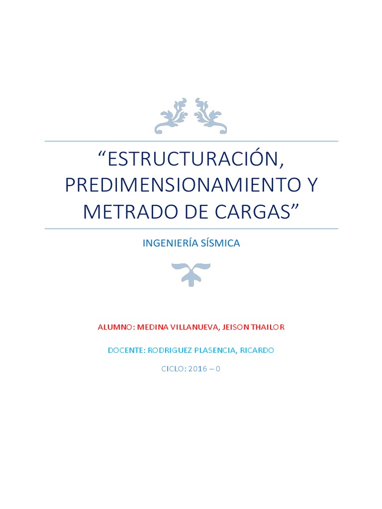 Estructuración - Predimensionamiento - Metrado de Cargas | PDF | Rigidez | Fundación (Ingeniería)