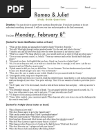 Romeo and Juliet Character Question Bank | PDF | Characters In Romeo ...