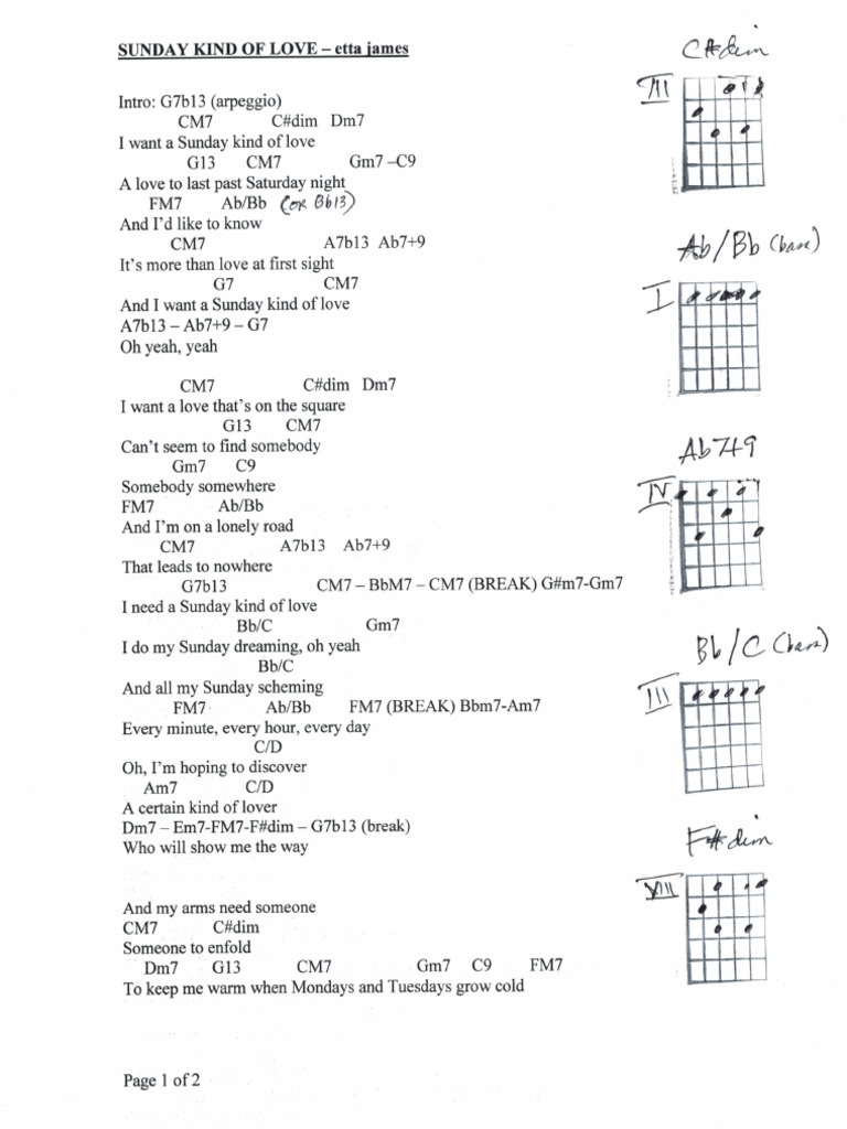 At Last Etta James Guitar Chords