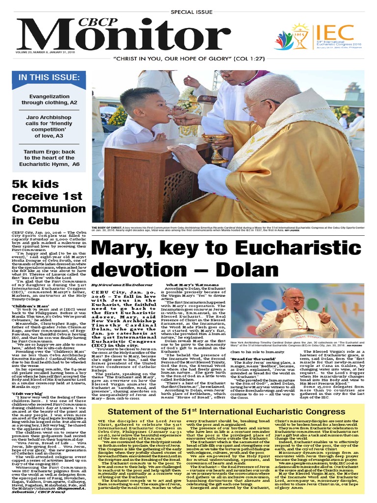 CBCP Monitor Vol. 20 No. 08 | PDF | Eucharist | Mass (Liturgy)