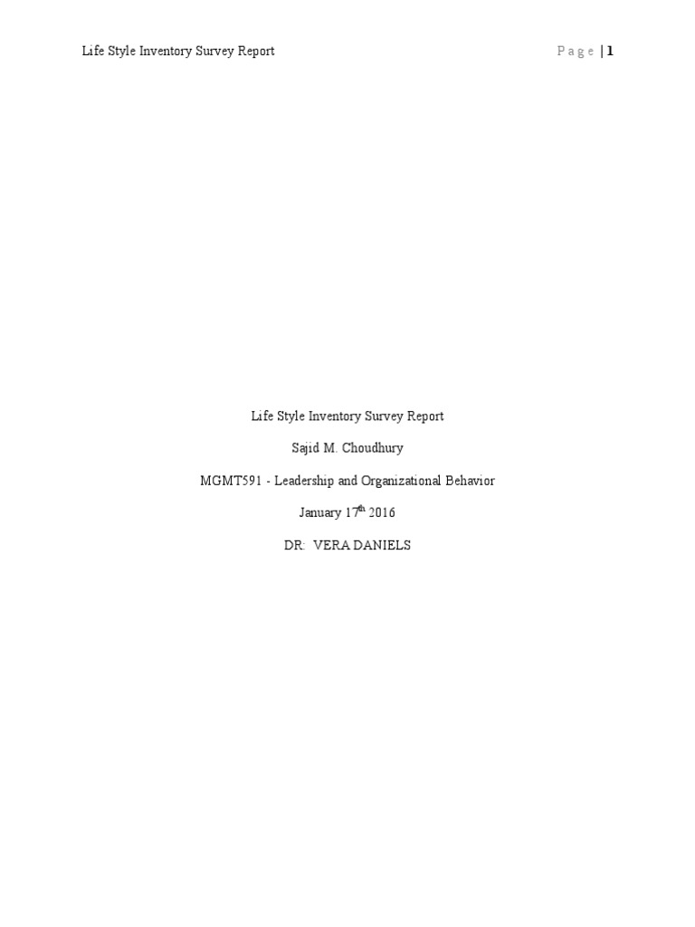 Life Style Inventory Analysis for Leaders | PDF | Leadership | Motivation