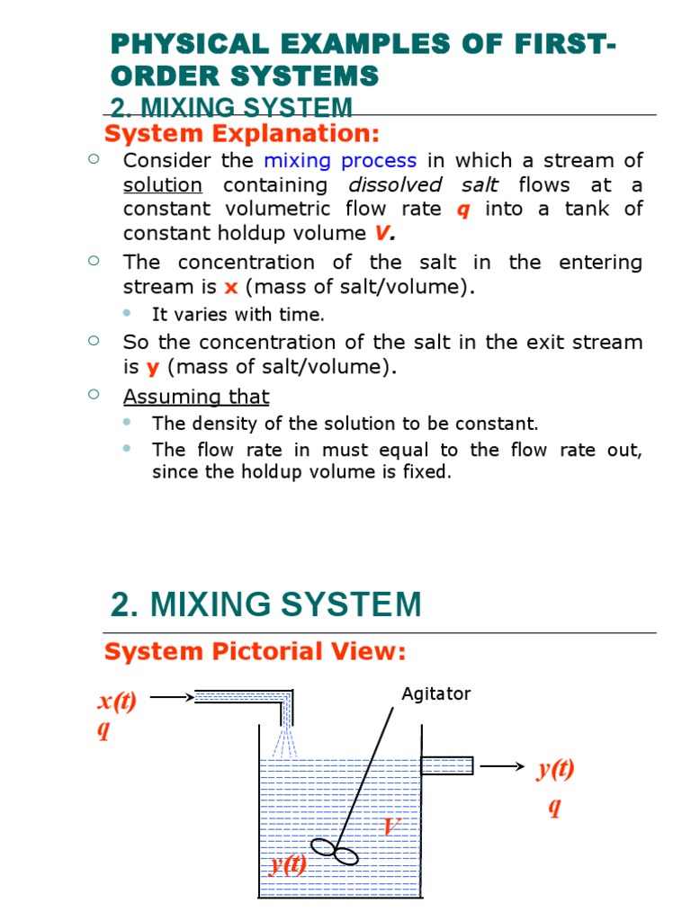 Mixing System: Physical Examples of First-Order Systems | PDF
